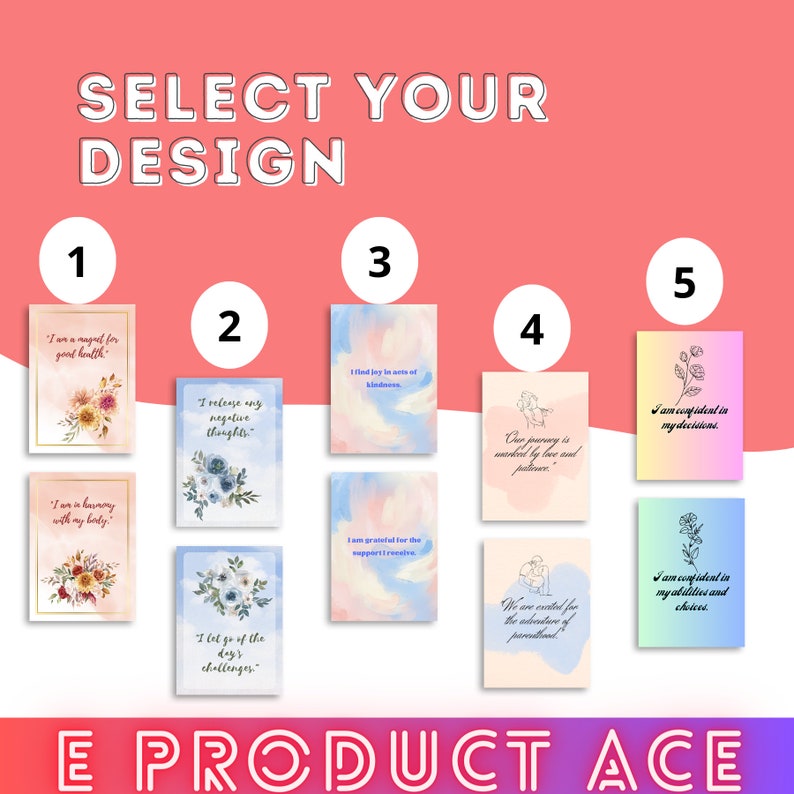 CUSTOM Affirmation Cards With 15 Custom Design ,select You Design and ...