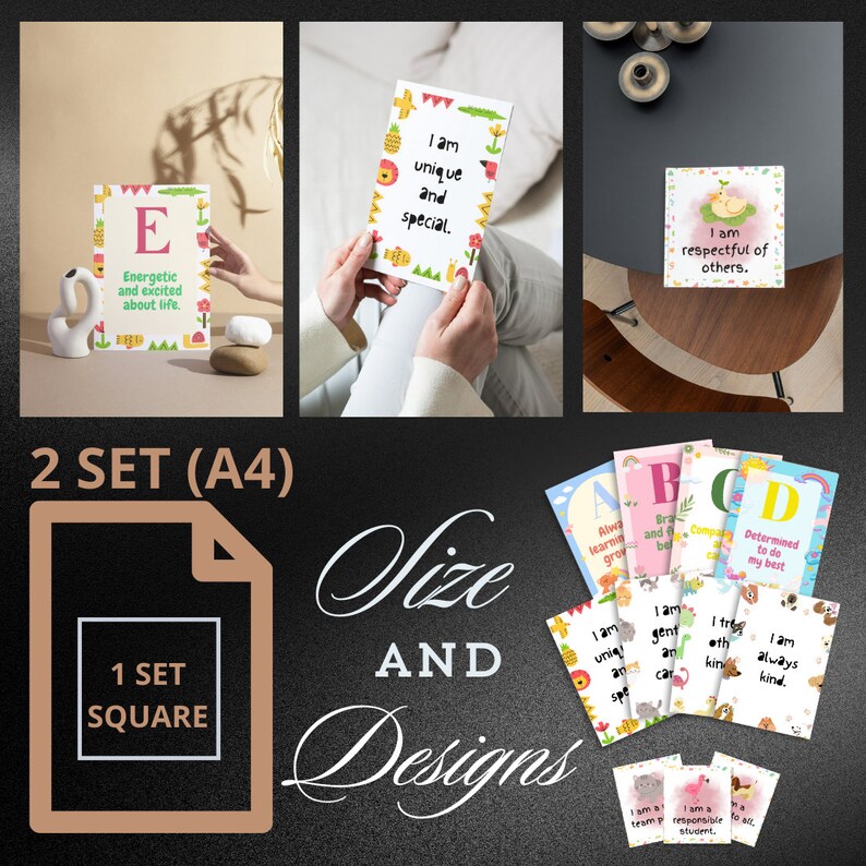 Affirmation Cards for Kids Affirmation Cards Set of 3 Alphabet ...