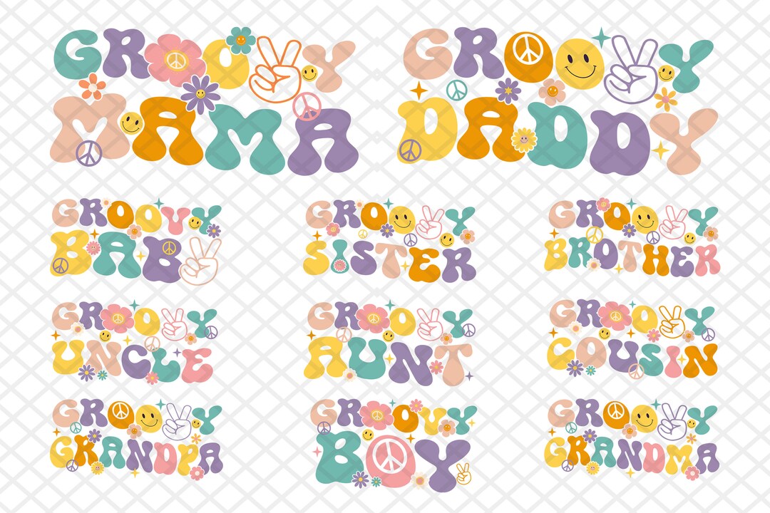 Groovy Mama Daddy Bundle Design PNG. Groovy Family Shirts. Family ...