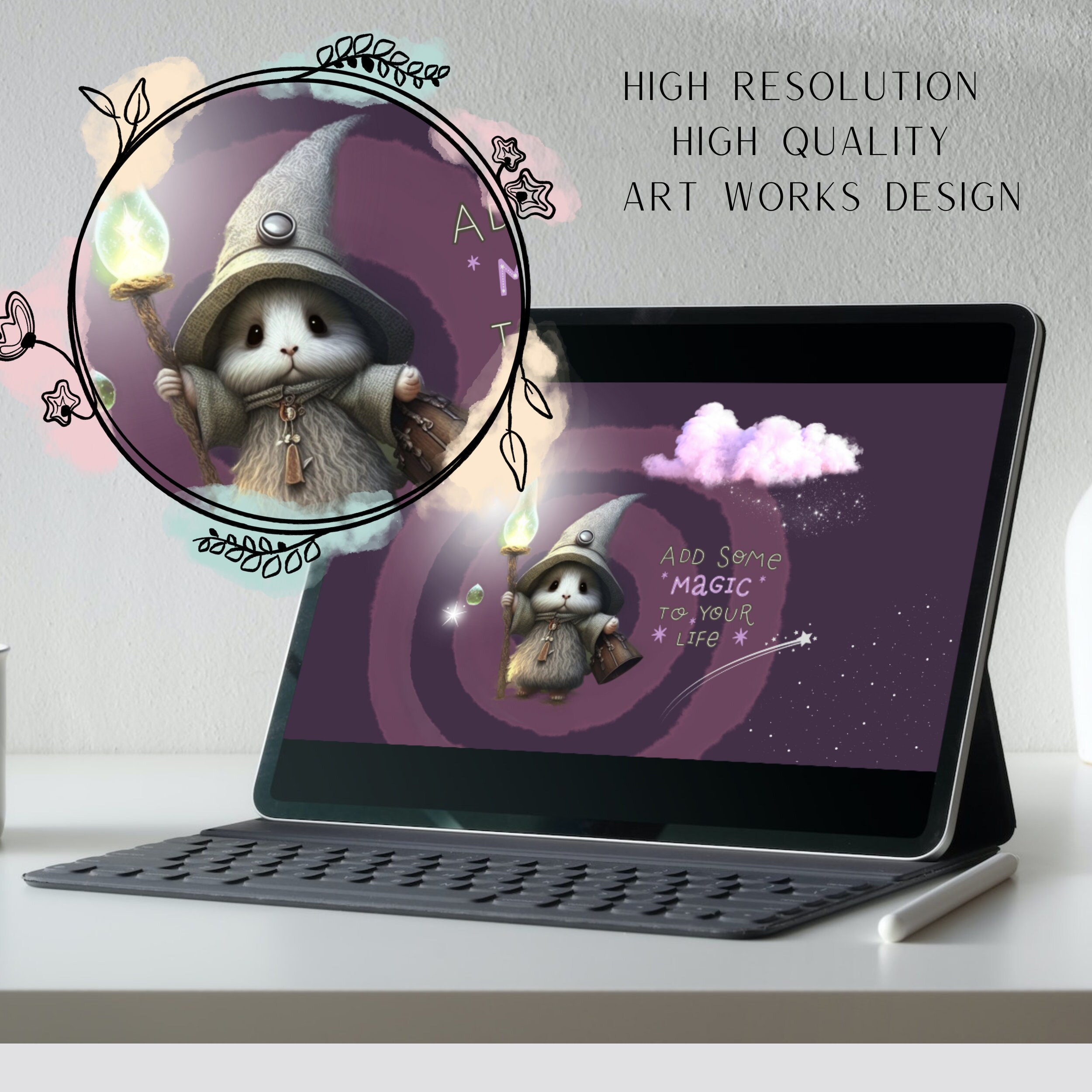 RABBIT WIZARD Desktop Wallpaper Add Some Magic to Your Life - Etsy