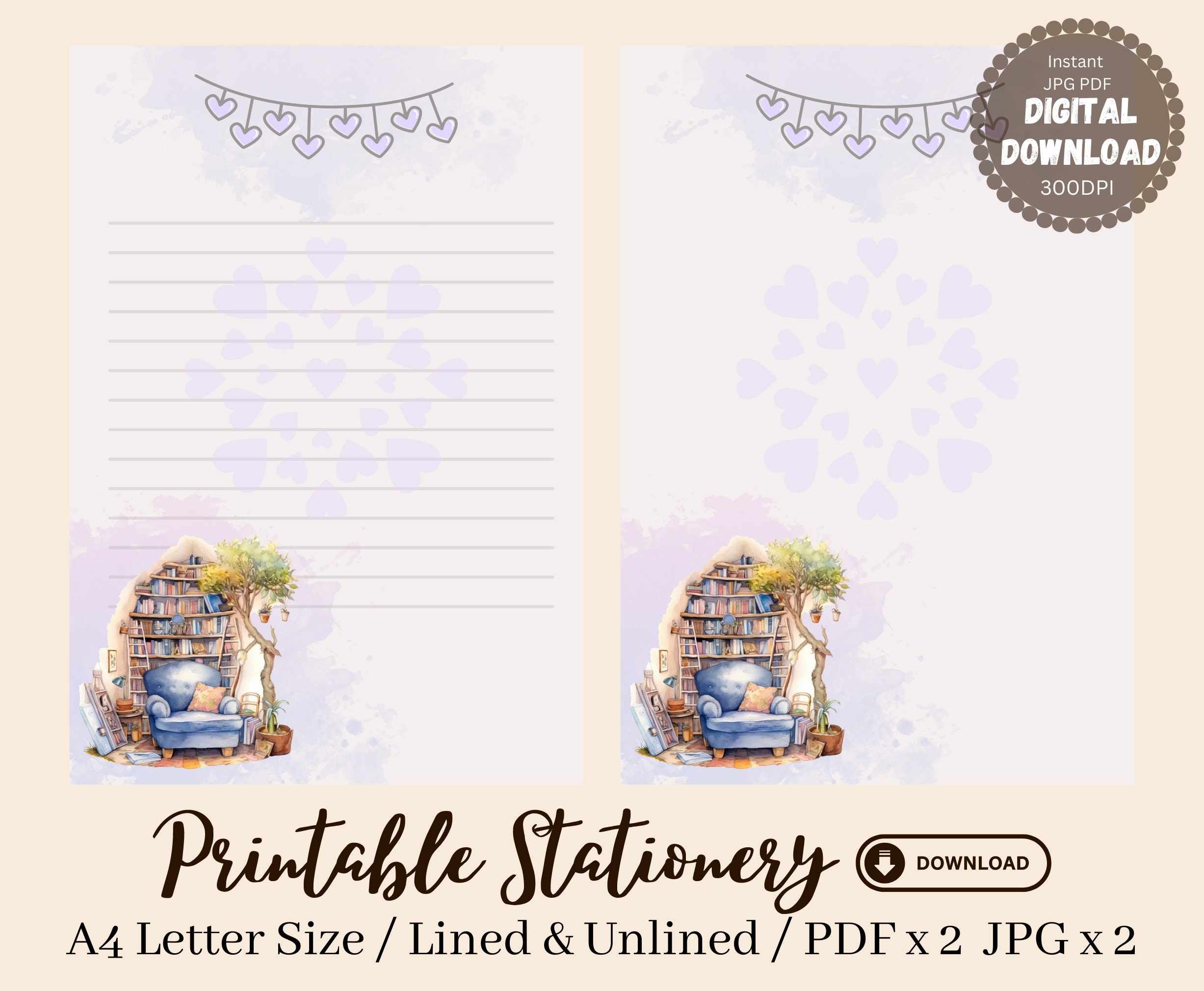 Cozy Study Corner PRINTABLE Stationery #021 Printable Stationary ...