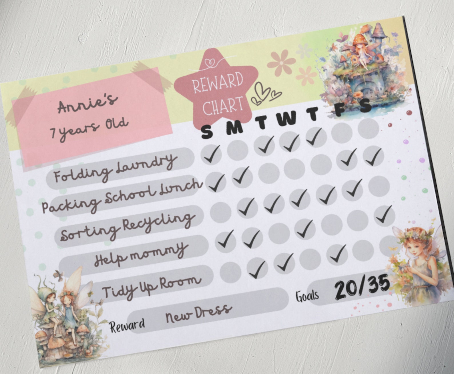 Daily Chore for Kids PRINTABLE Reward Chart Fairy Tale 05 Behavior ...