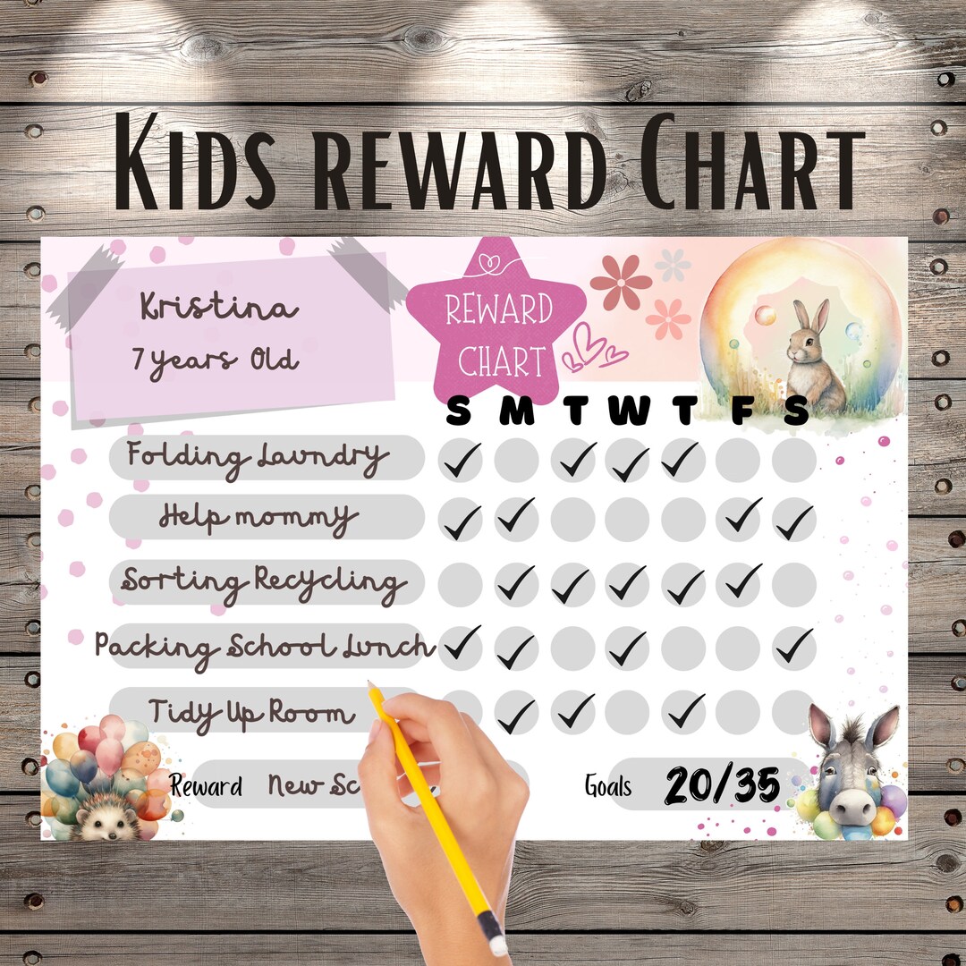 Daily Chore for Kids PRINTABLE Reward Chart Bear 04 Behavior Chart ...