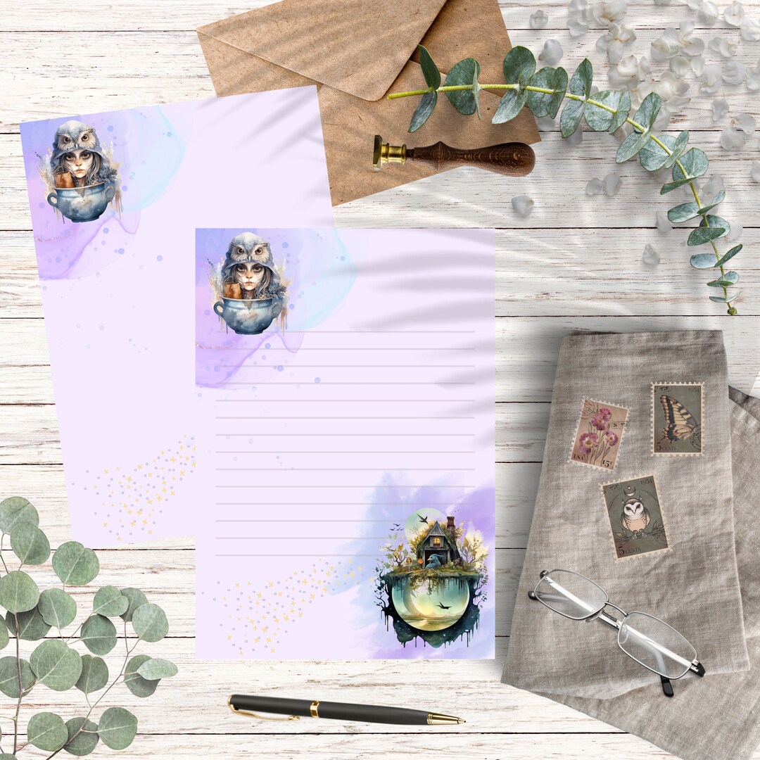 Witch Owl and Bird PRINTABLE Stationery #011 Printable Stationary ...