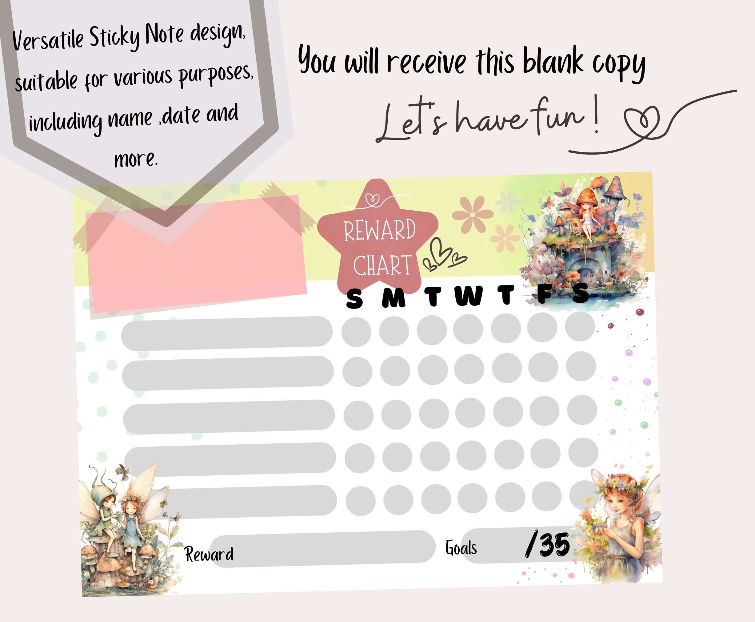 Daily Chore for Kids PRINTABLE Reward Chart Fairy Tale 05 Behavior ...