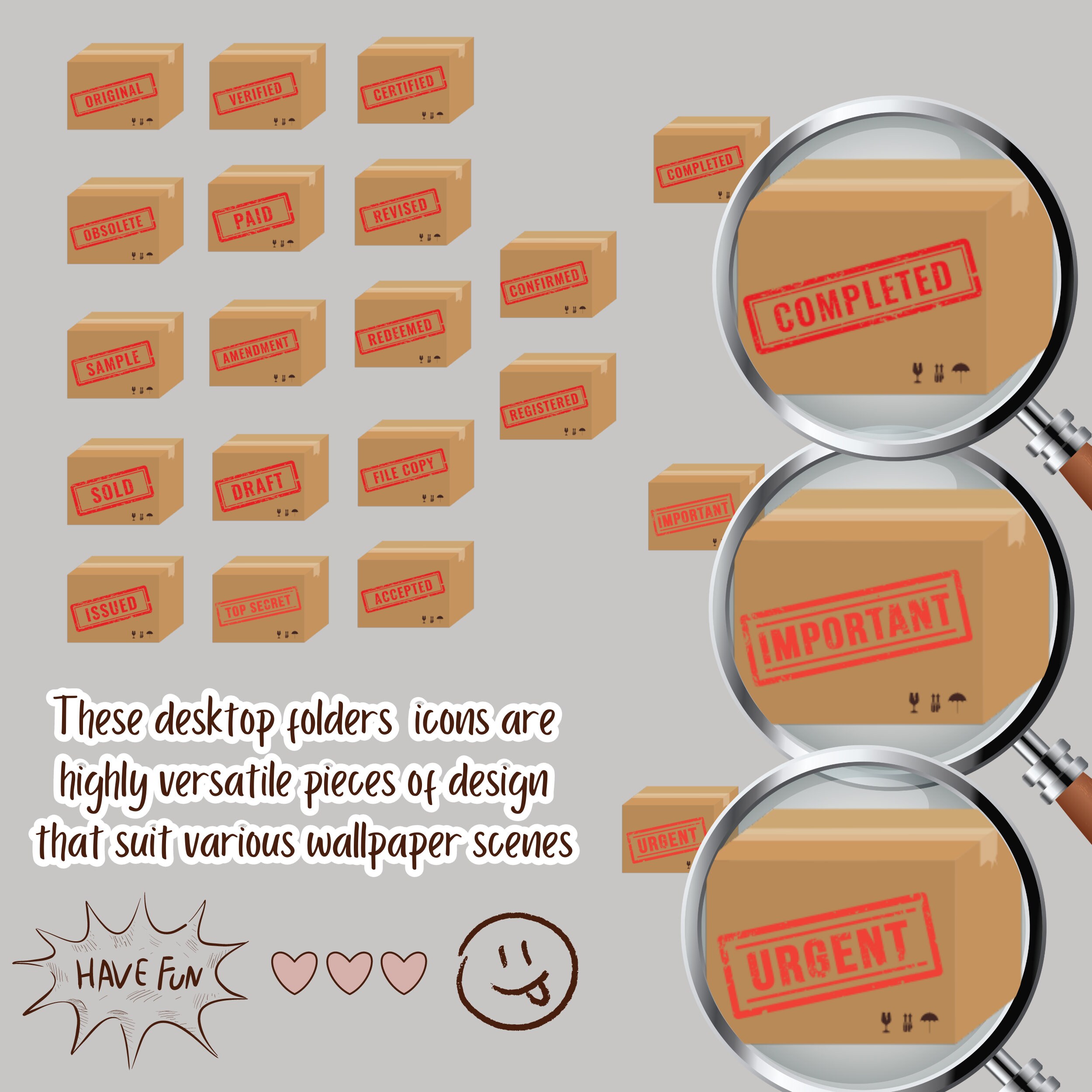 20 Icons Carton Boxes With Remark Sign Label Box Theme #W12 Windows Mac ...