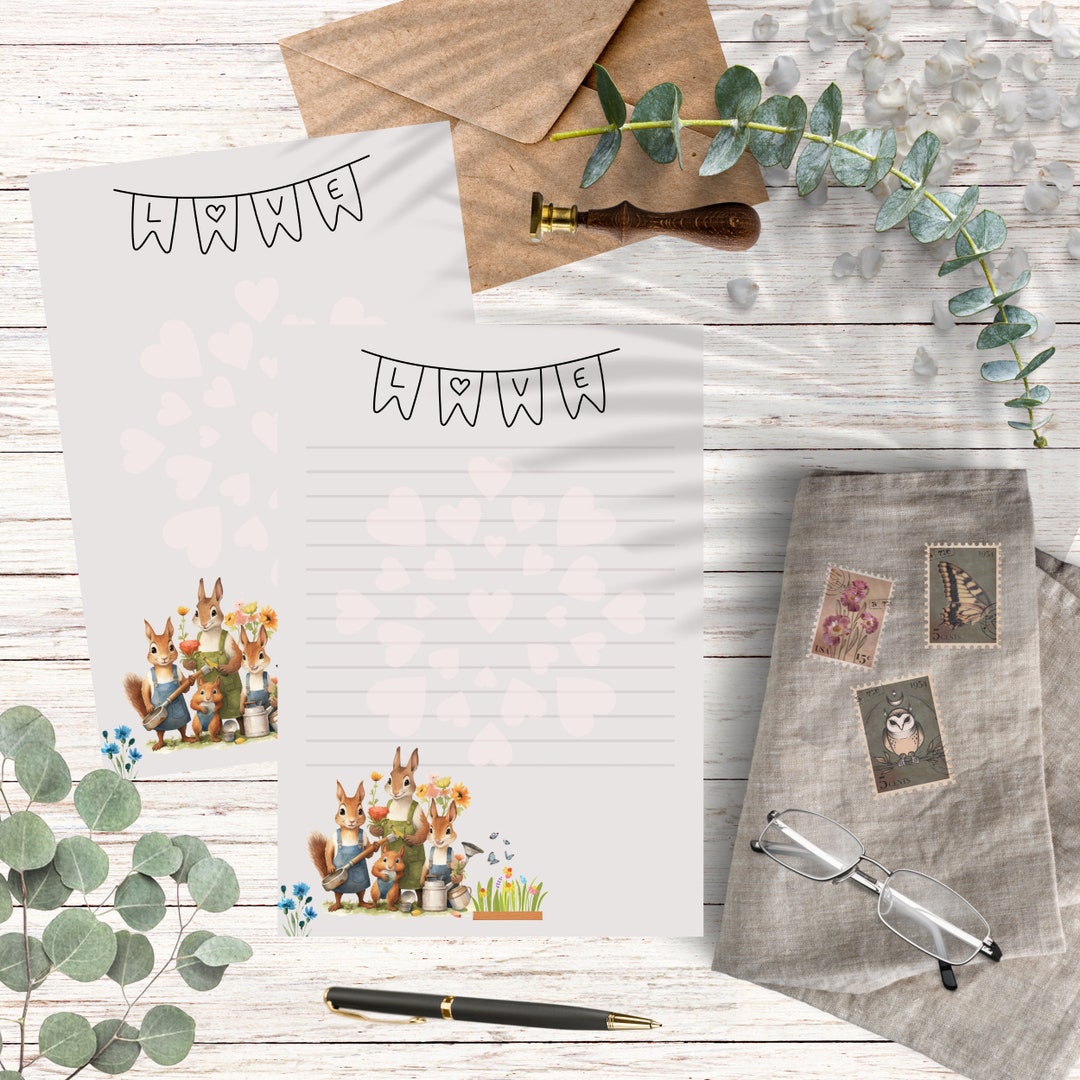 Squirrel Happy Family PRINTABLE Stationery #016 Printable Stationary ...