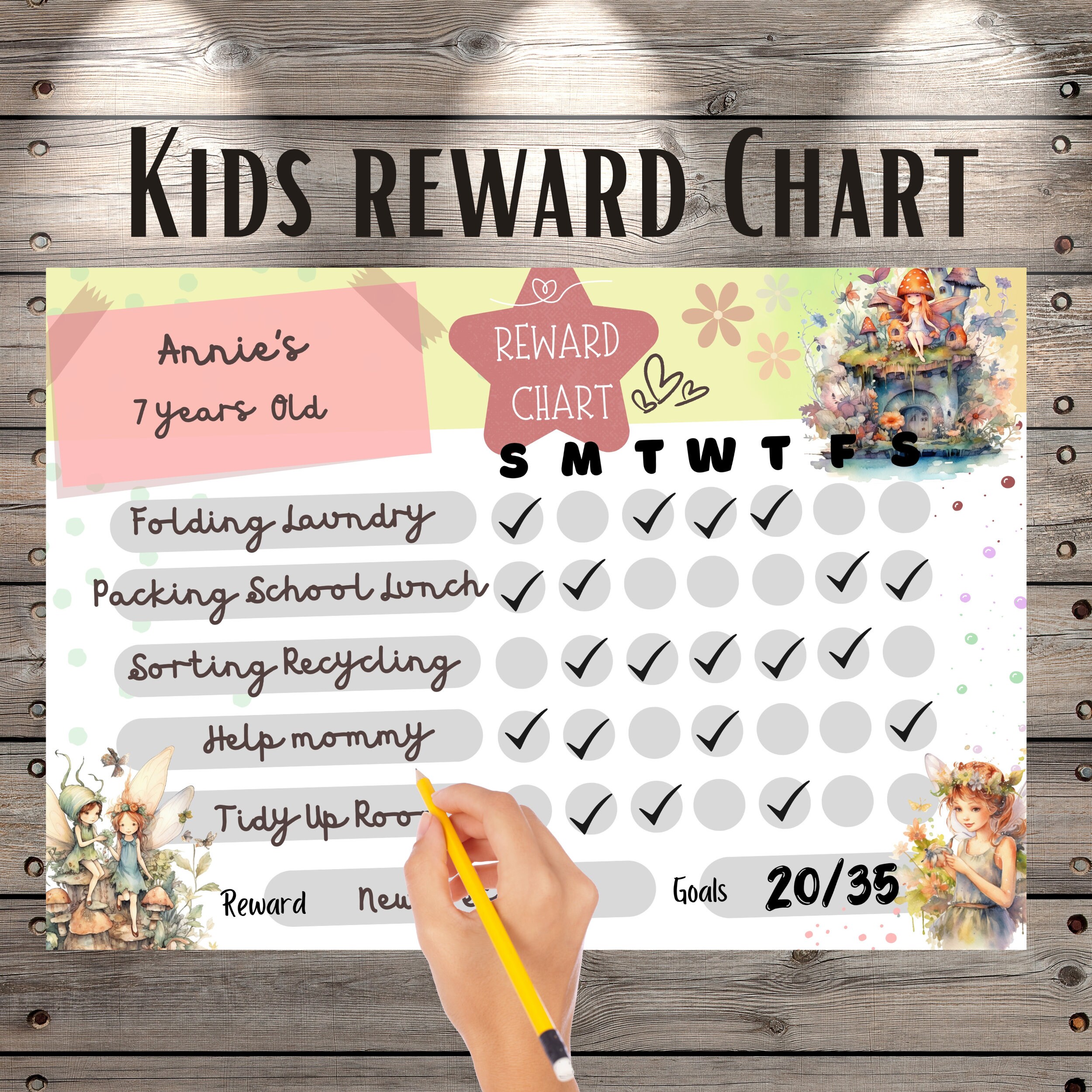 Daily Chore for Kids PRINTABLE Reward Chart Fairy Tale 05 Behavior ...