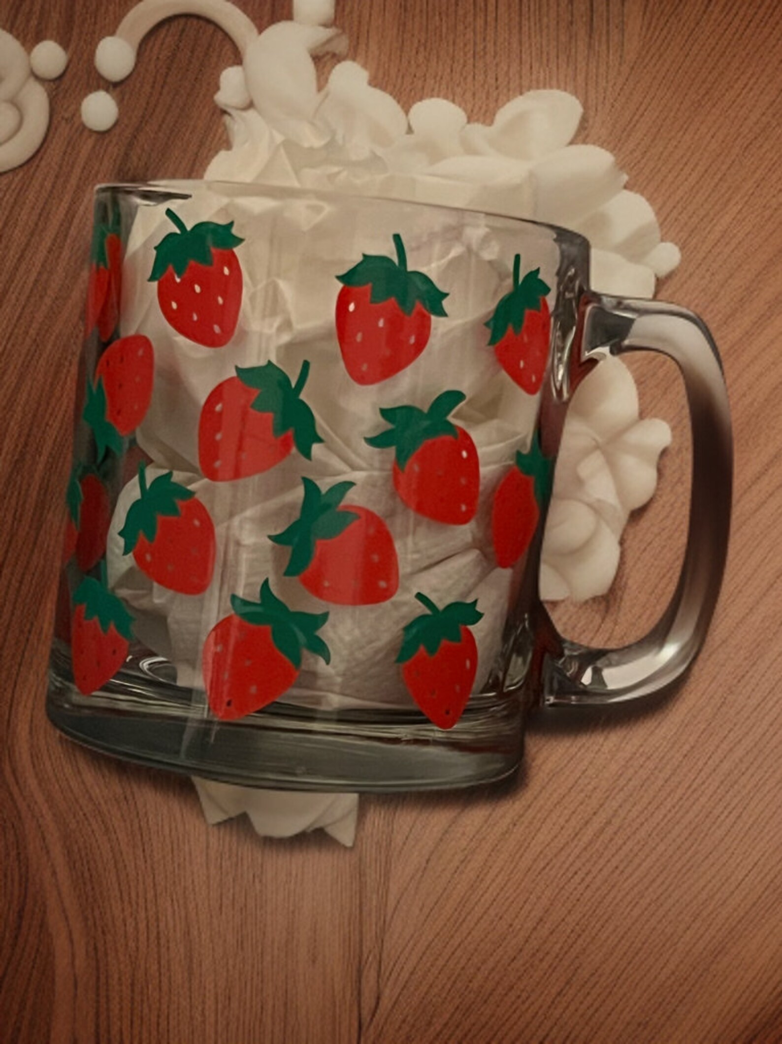 13 Oz Strawberry Glass Mug | Strawberry Glass Mug | Glass Coffee Mug ...