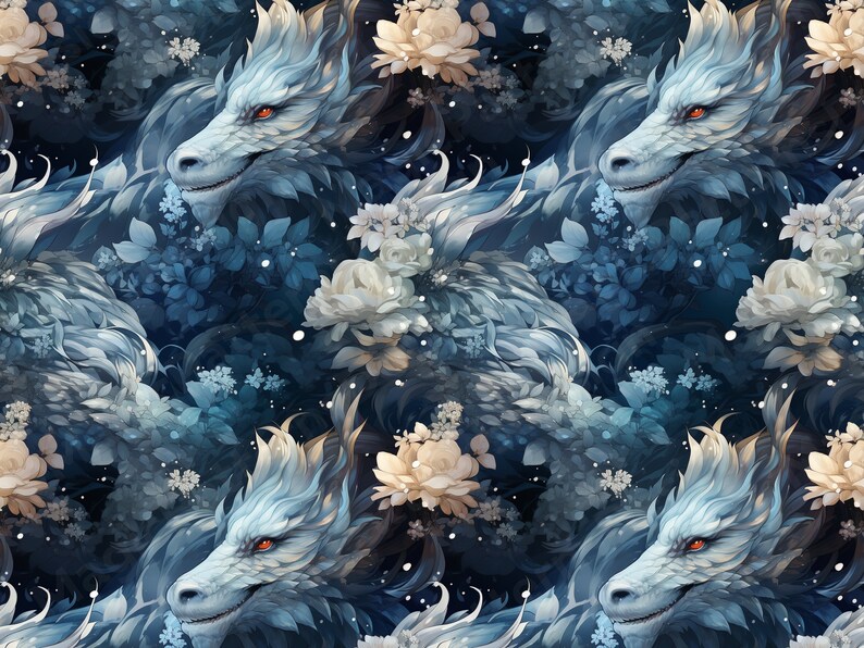 Winter Dragons Digital Paper ~ Seamless Patterns - Etsy