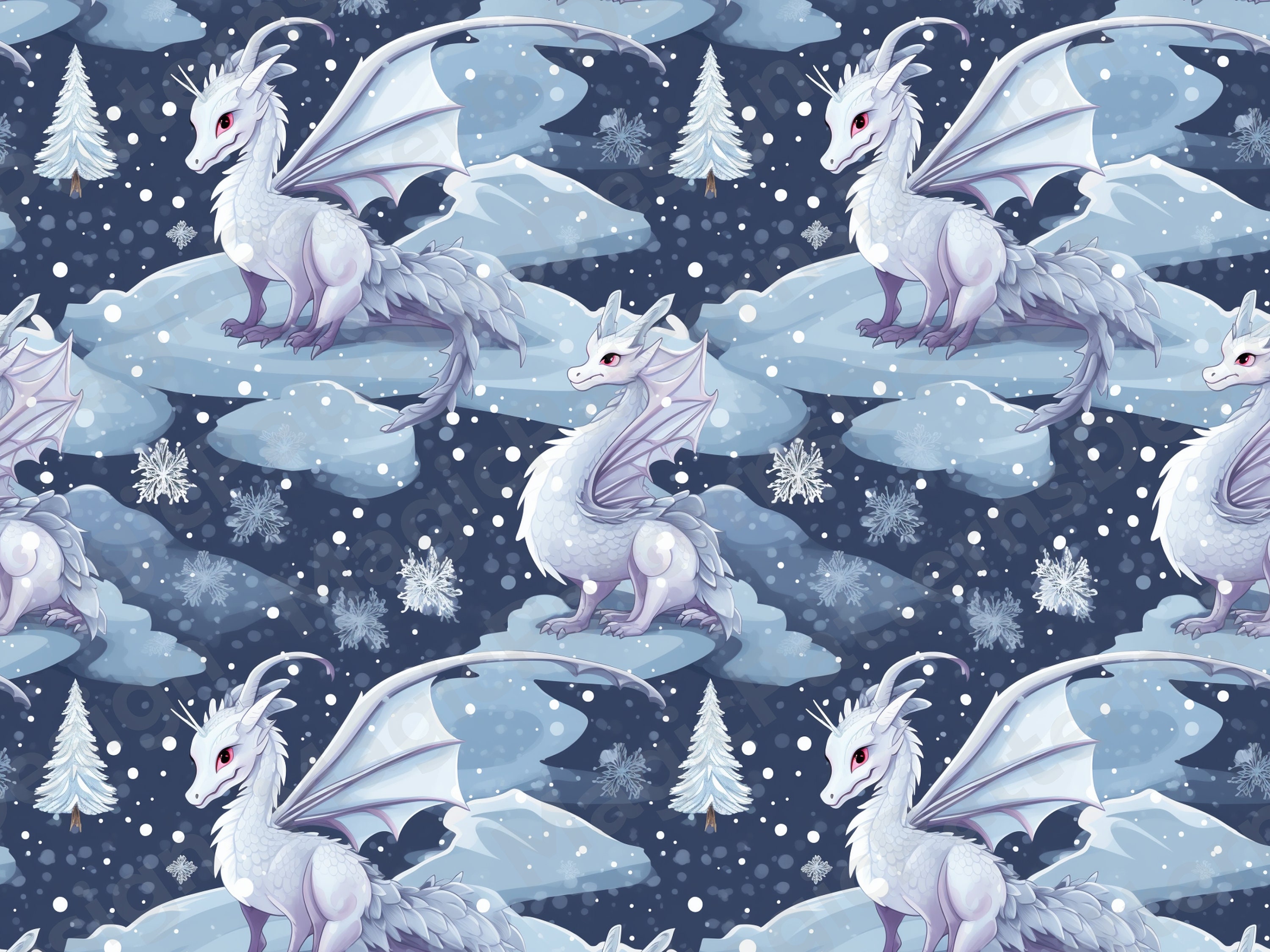 Winter Dragons Digital Paper Seamless Patterns - Etsy