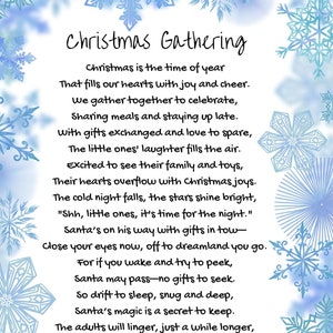 Christmas Gathering Poem Print - Holiday Poetry Wall Art - Seasonal ...