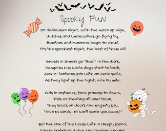 Spooky Fun Halloween Poem 8.5 X 11 - Etsy