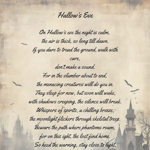 Hollow's Eve Printable Poem - Etsy