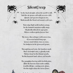 Silent Creep Scary Halloween Poem Printable 8.5 X 11 - Etsy
