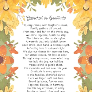 Gathered in Gratitude Thanksgiving Poem 8.5x11 & A4 Portrait - Etsy