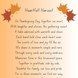 Heartfelt Harvest Thanksgiving Poem - Etsy