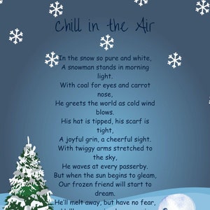 Chill in the Air Snowman Poem 8.5x11 & A4 Portrait - Etsy