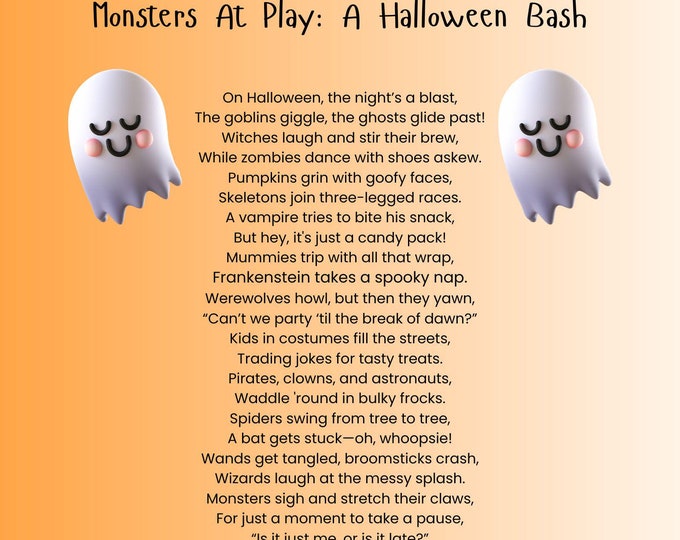 Monsters at Play Halloween Printable Poem 8.5x11 & A5 Sizes - Etsy