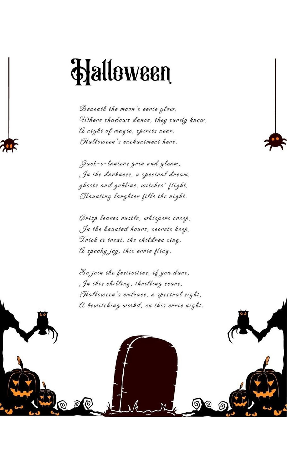Printable Halloween Poem Wall Art - Etsy