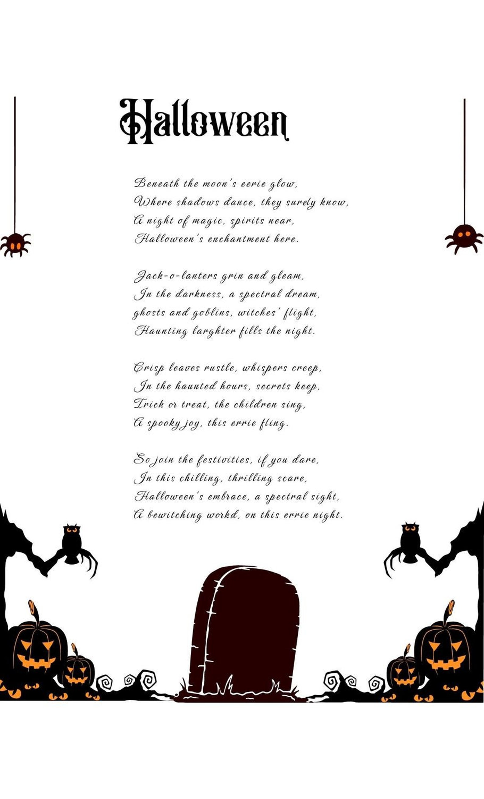 Printable Halloween Poem Wall Art - Etsy