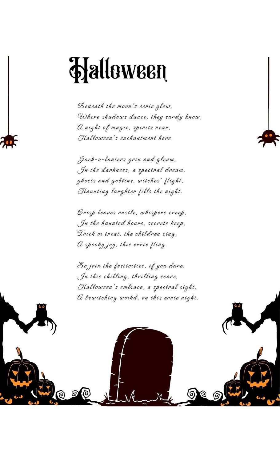 Printable Halloween Poem Wall Art - Etsy