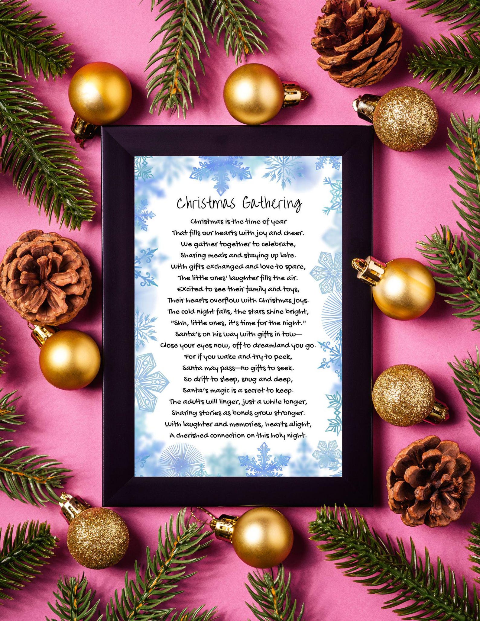 Christmas Gathering Poem Print - Holiday Poetry Wall Art - Seasonal ...