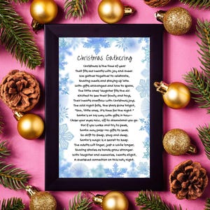 Christmas Gathering Poem Print - Holiday Poetry Wall Art - Seasonal ...