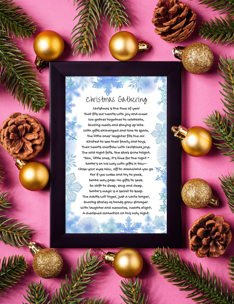 Christmas Gathering Poem Print - Holiday Poetry Wall Art - Seasonal ...