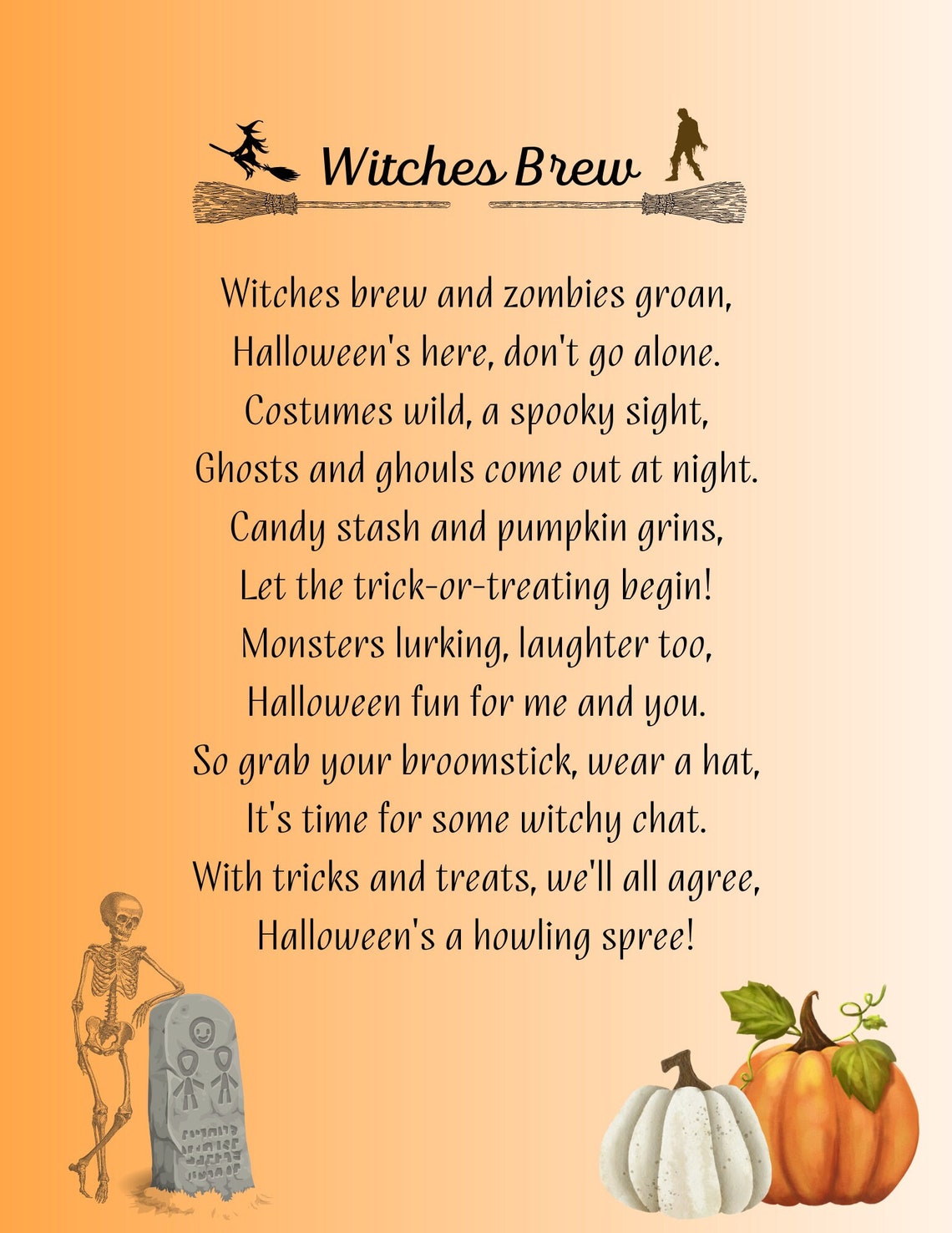 Witches Brew Halloween Poem Printable - Etsy