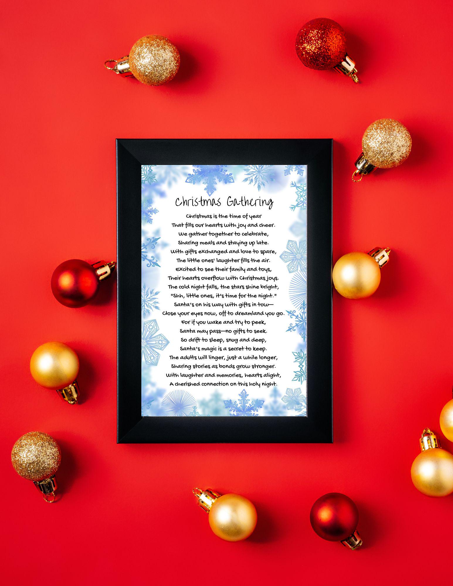 Christmas Gathering Poem Print - Holiday Poetry Wall Art - Seasonal ...