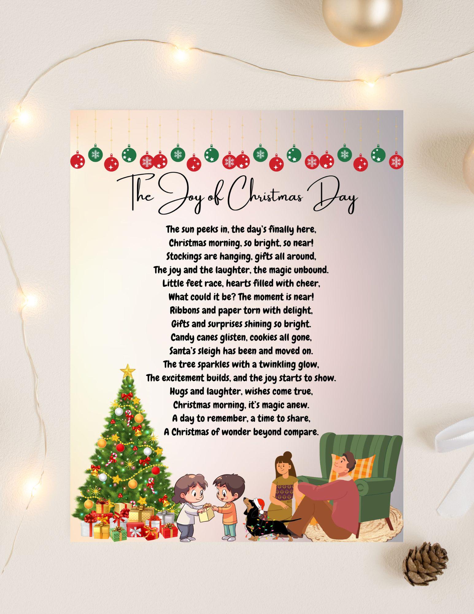 The Joy of Christmas Day Poem - Etsy
