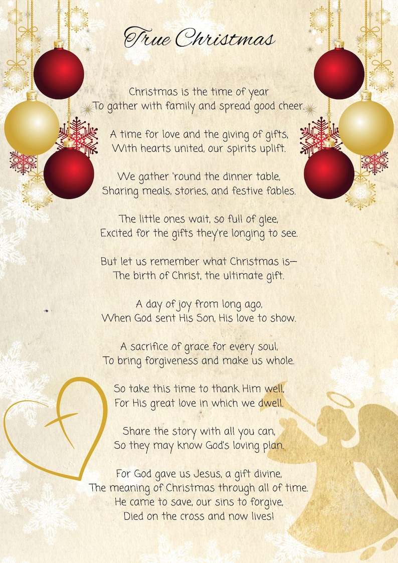 Handwritten True Christmas Poem - Unique Gift for the Season - Etsy