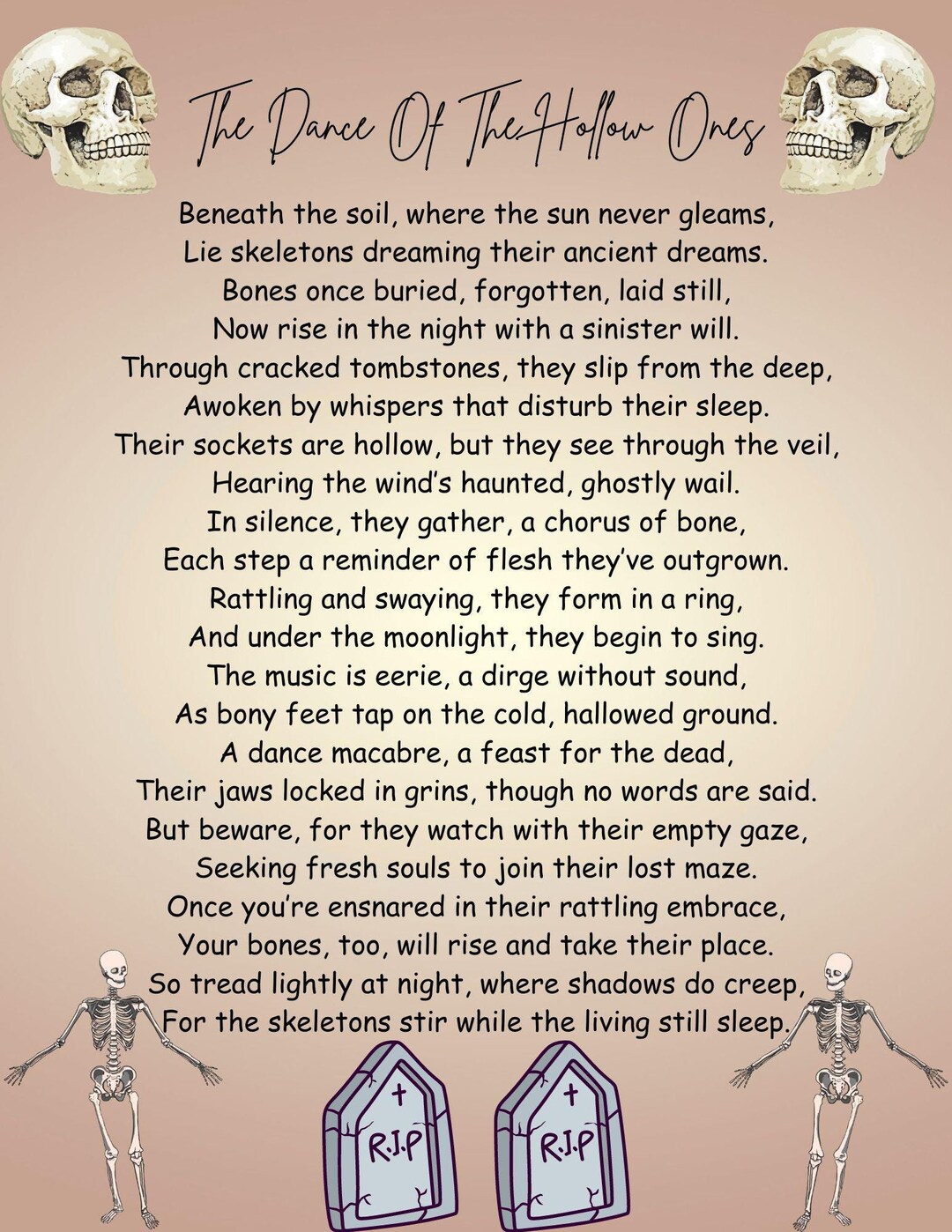 The Dance of the Hollow Ones Halloween Poem Printable Available in 8 ...