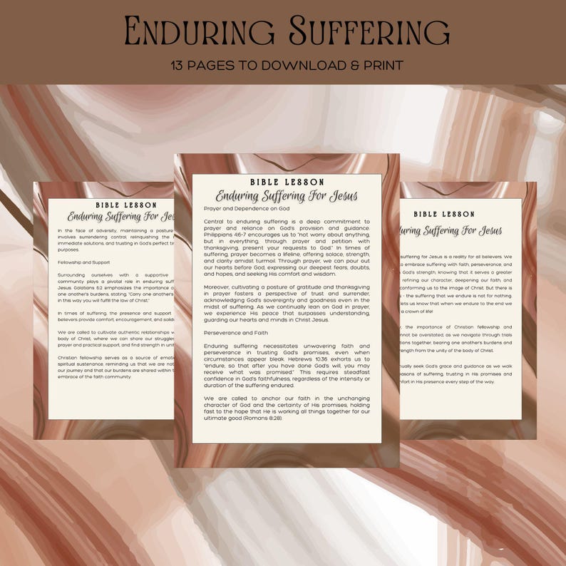 13-page Printable Bible Study on Enduring Suffering for Jesus - Instant ...