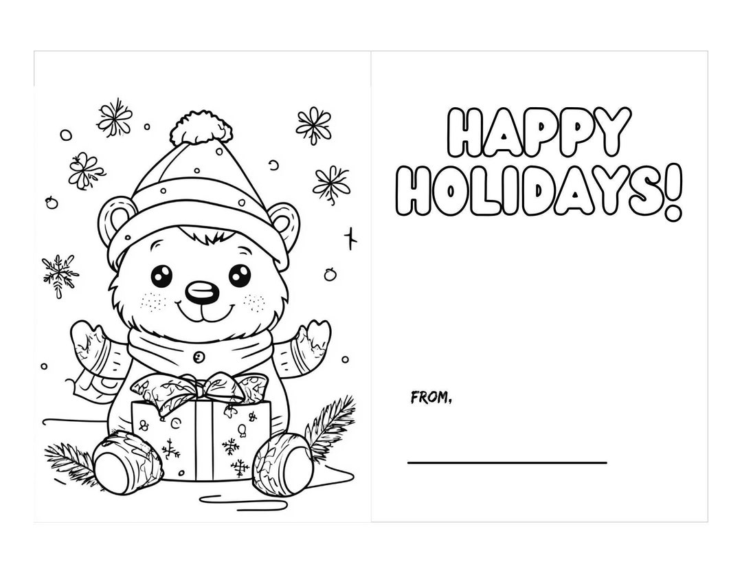 Christmas Coloring Cards Set of 5 - Etsy