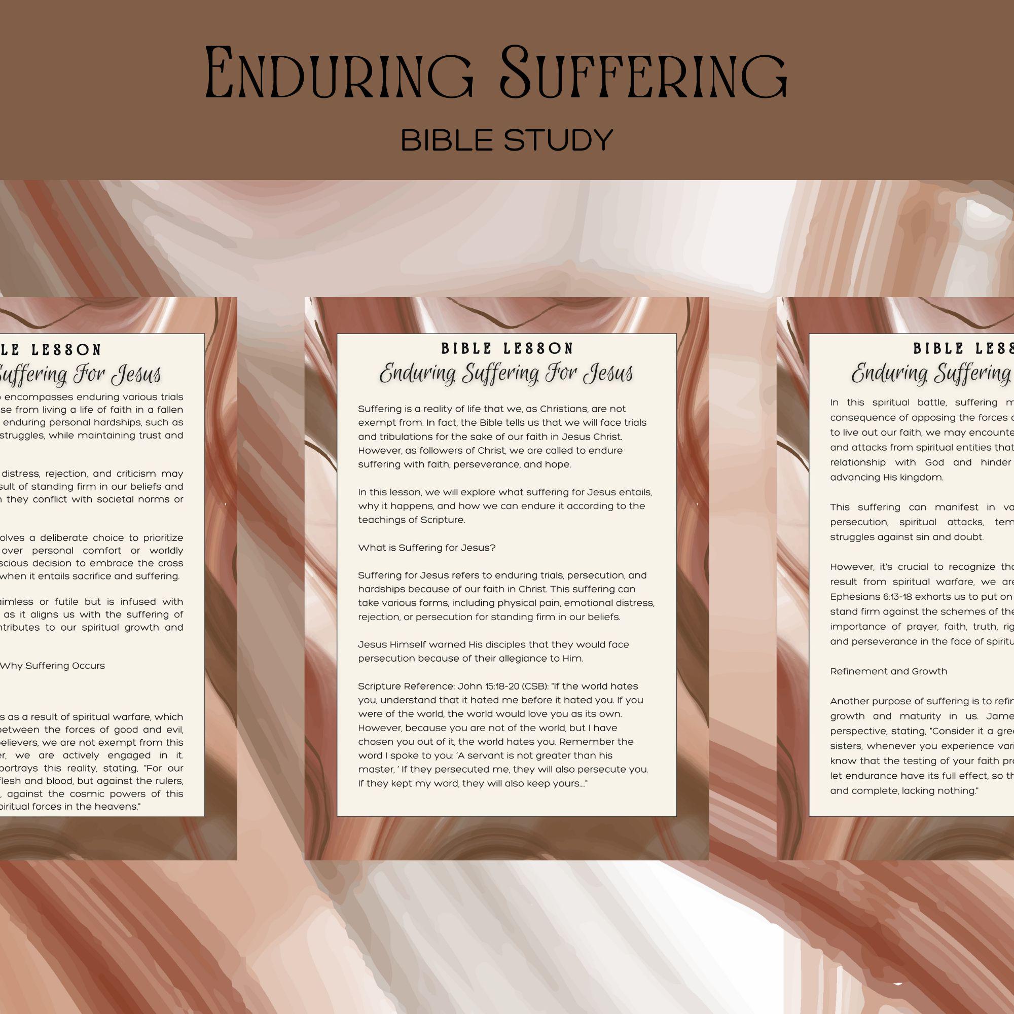 13-page Printable Bible Study on Enduring Suffering for Jesus - Instant ...