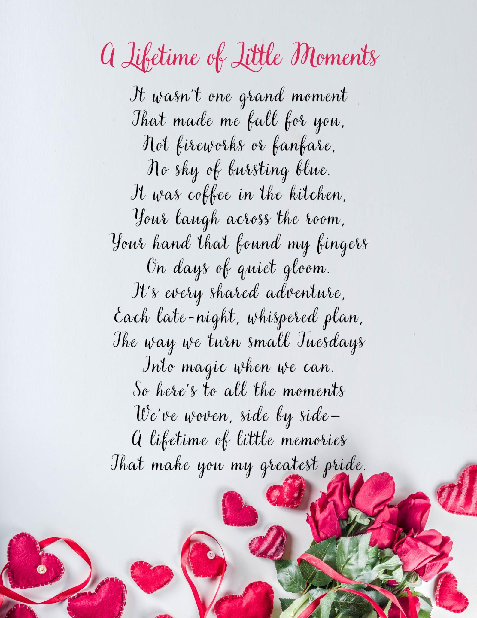 A Lifetime of Little Moments - Valentine's Day Poem 8.5x11 Printable - Etsy