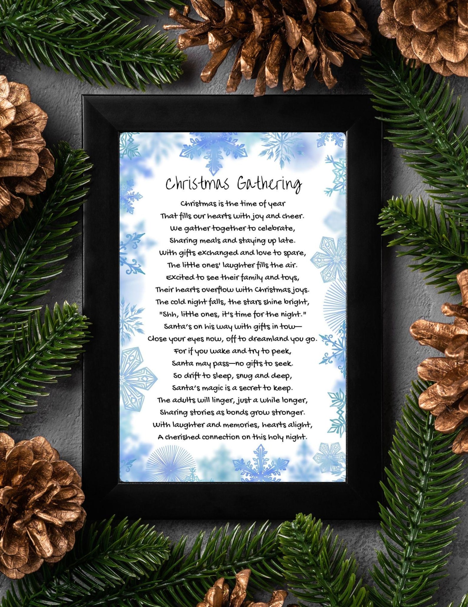 Christmas Gathering Poem Print - Holiday Poetry Wall Art - Seasonal ...