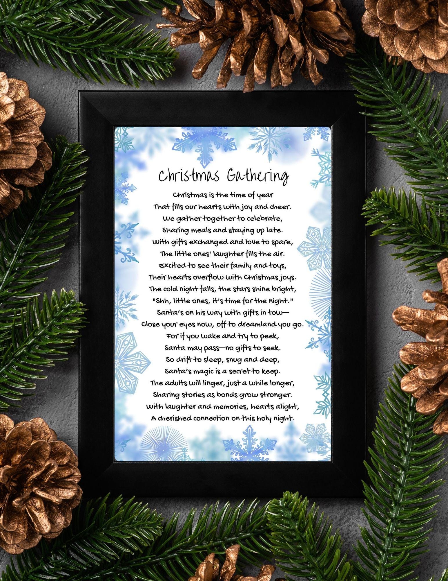 Christmas Gathering Poem Print - Holiday Poetry Wall Art - Seasonal ...