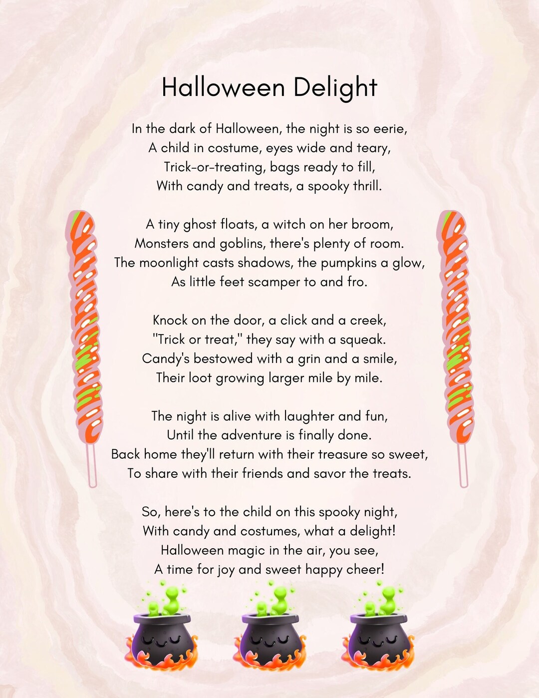 Printable Childs Halloween Poem 8.5 X 11 - Etsy