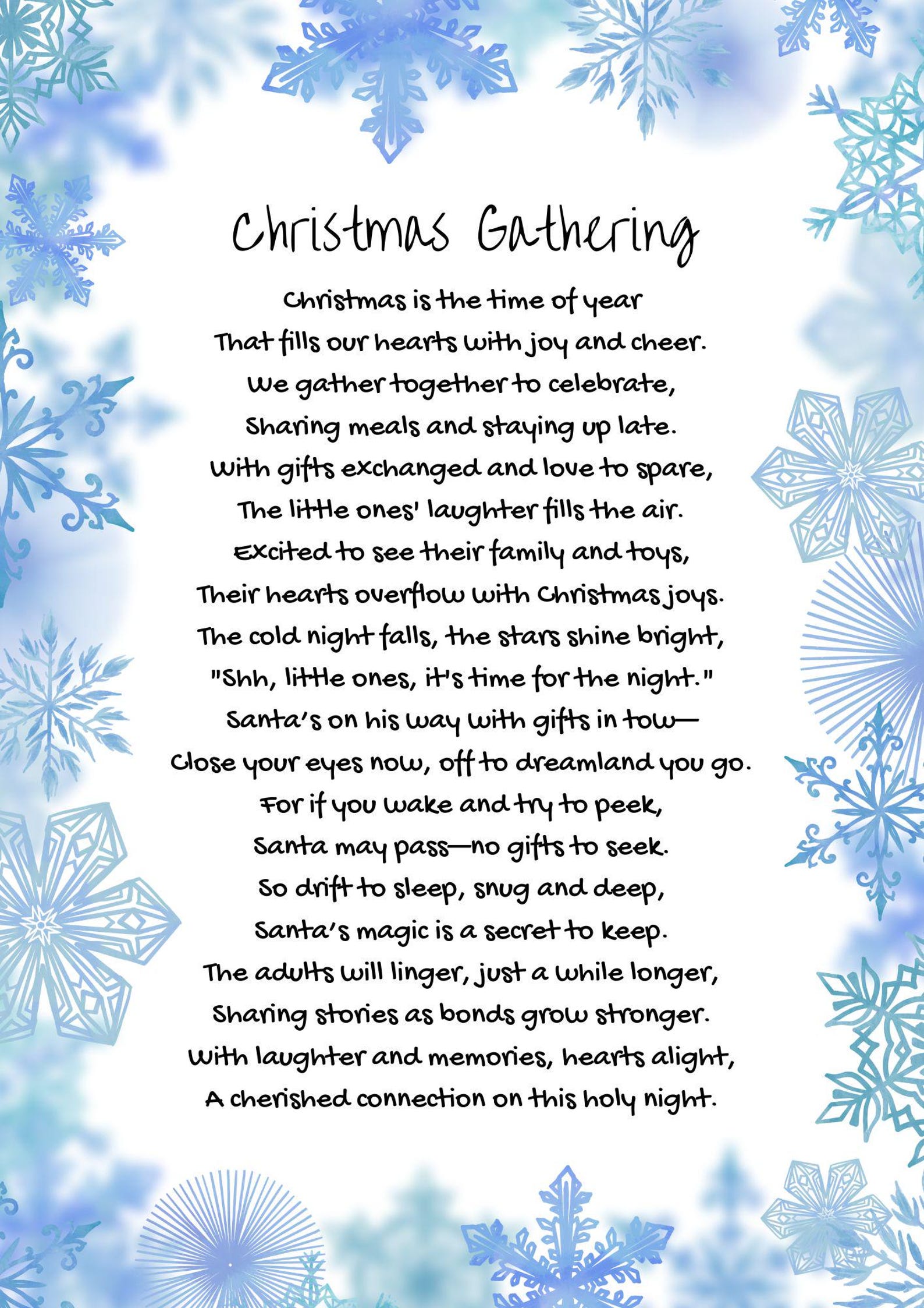 Christmas Gathering Poem Print - Holiday Poetry Wall Art - Seasonal ...
