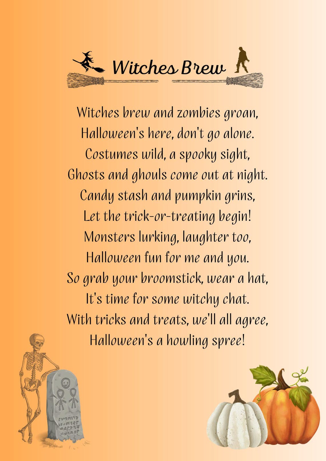 Witches Brew Halloween Poem Printable - Etsy