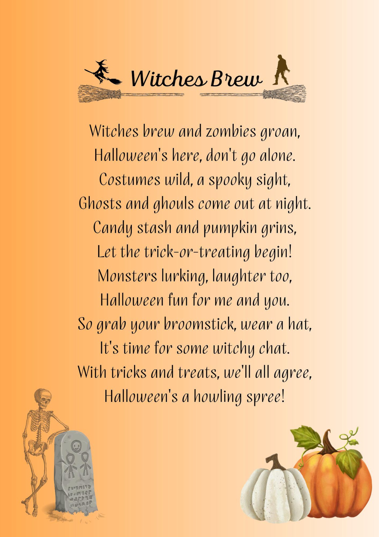 Witches Brew Halloween Poem Printable - Etsy
