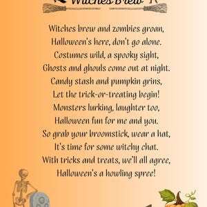 Witches Brew Halloween Poem Printable - Etsy