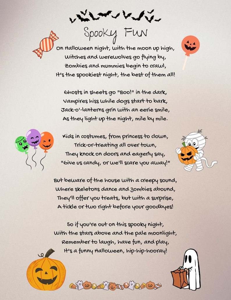 Spooky Fun Halloween Poem 8.5 X 11 - Etsy