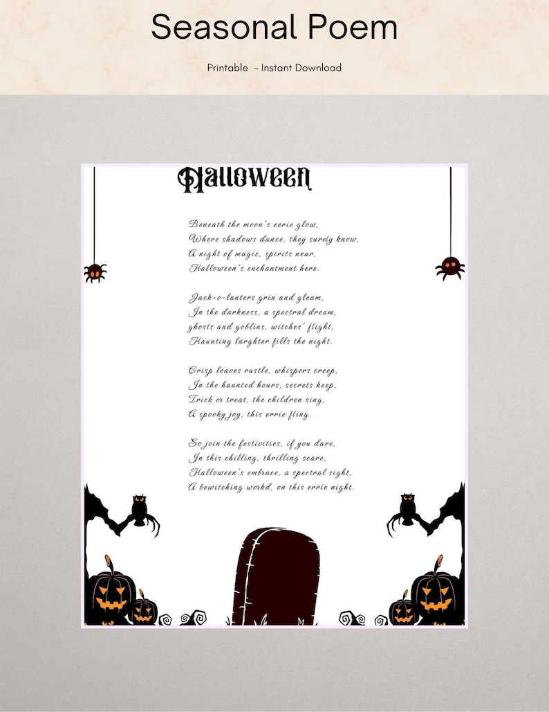 Printable Halloween Poem Wall Art - Etsy