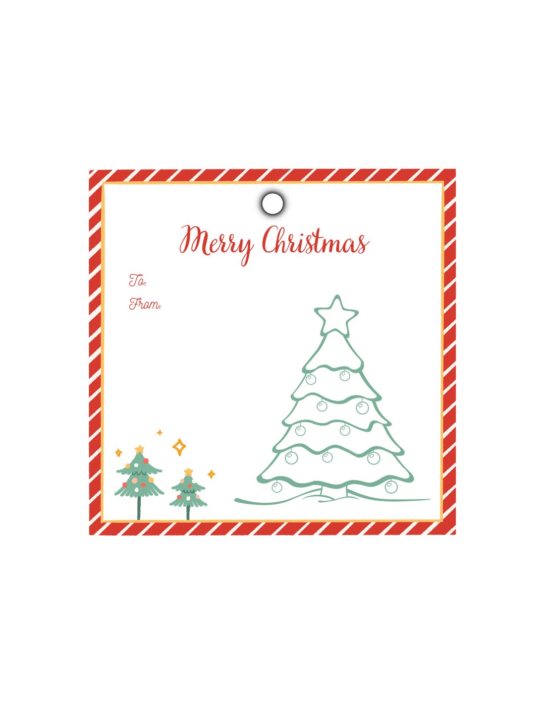 Printable Merry Christmas Green Tree Gift Tag - Etsy