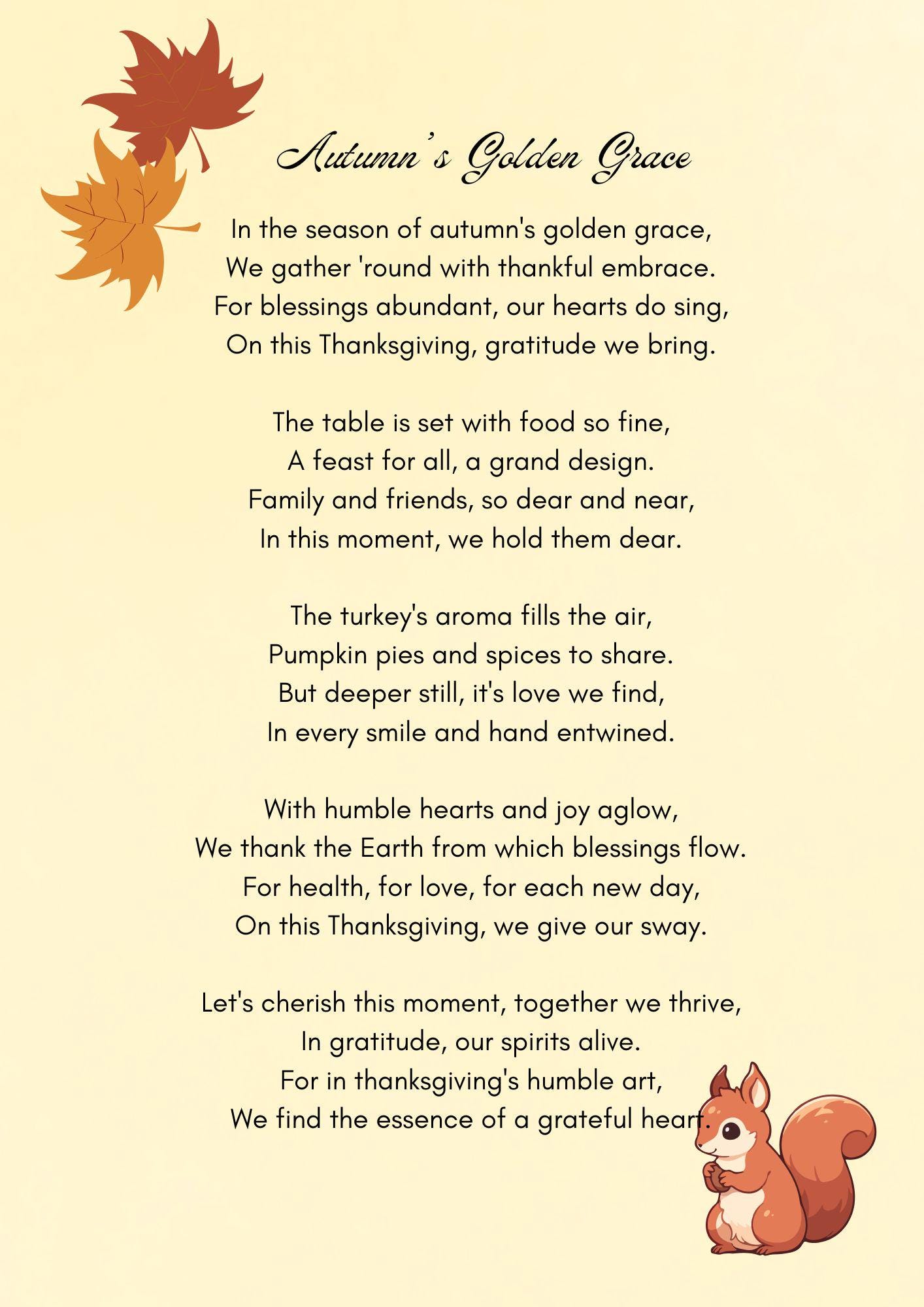 Poema De Colores De Acción De Gracias Recursos Literarios De Un Poema