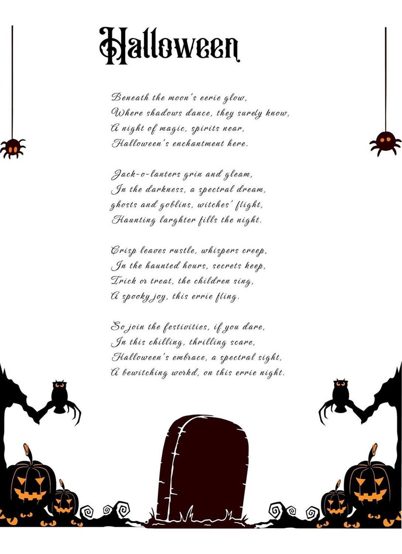 Printable Halloween Poem Wall Art - Etsy